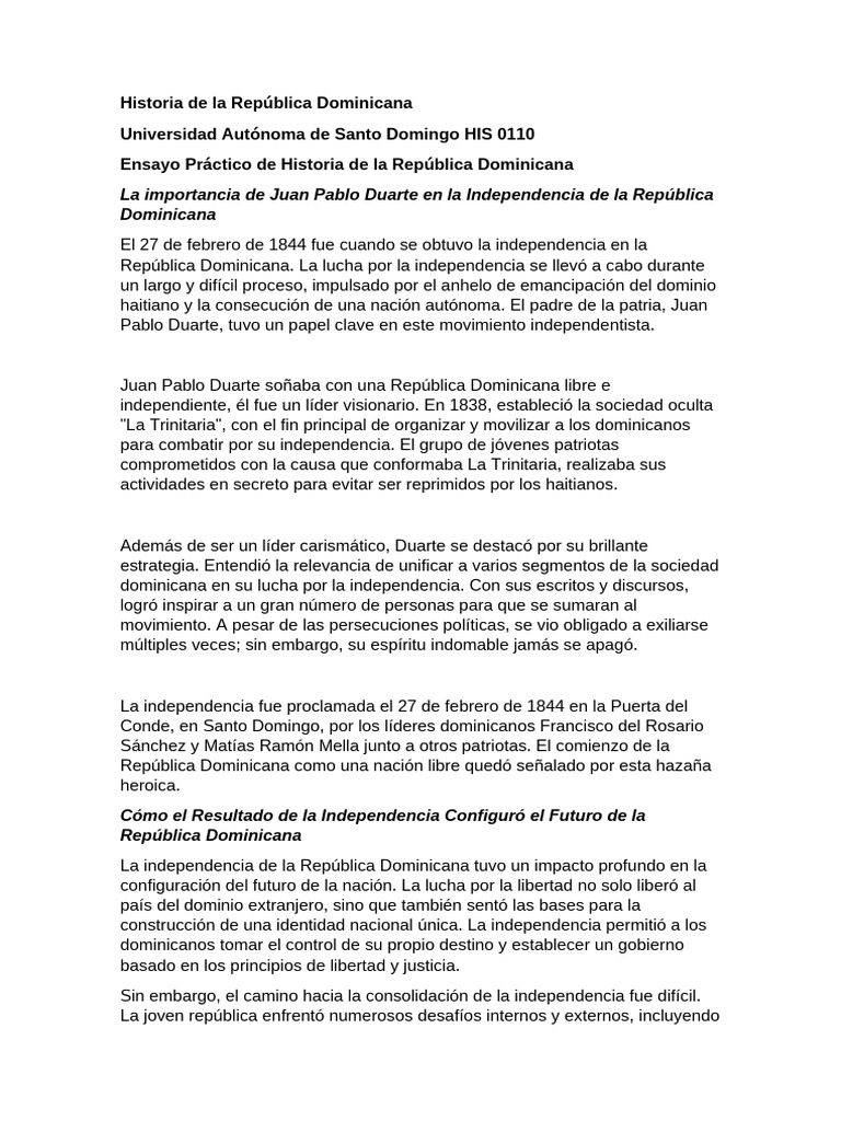 Historia de La República Dominicana | PDF