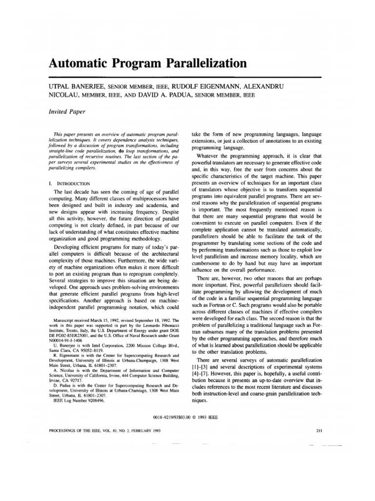 Automatic Parallelization1993 | PDF