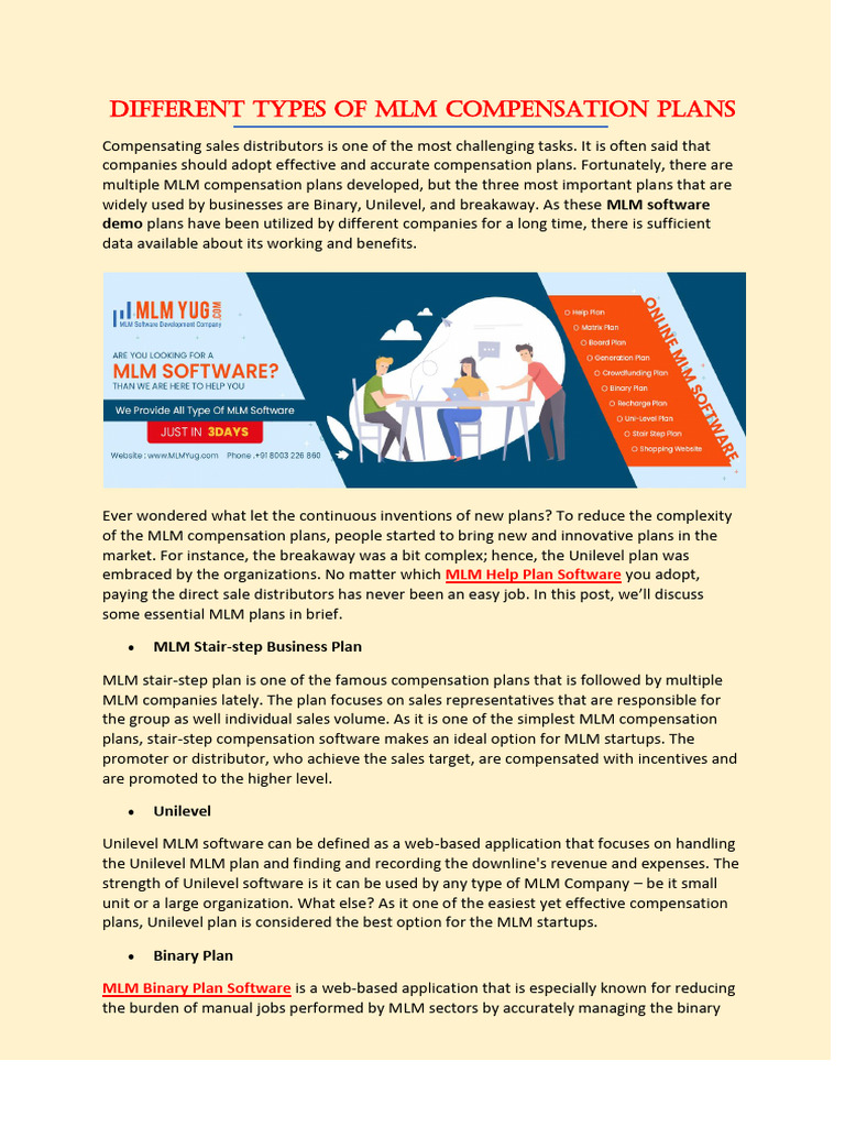 Different Types of MLM Compensation Plan | PDF