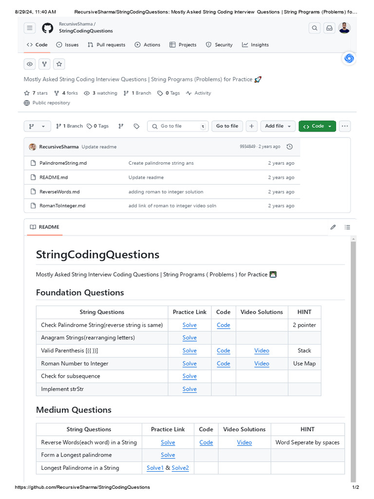RecursiveSharma - StringCodingQuestions - Mostly Asked String Coding ... RecursiveSharma - StringCodingQuestions - Mostly Asked String Coding ...