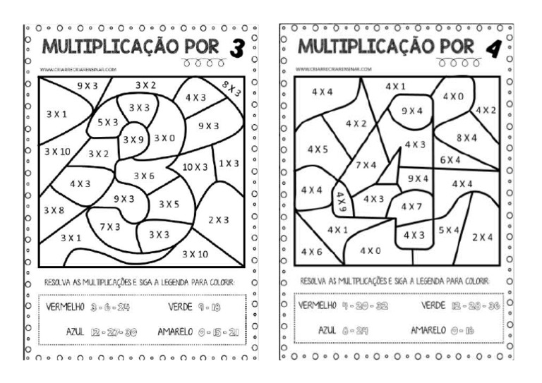 Multiplicação Atividade Pintura 3 e 4 | PDF