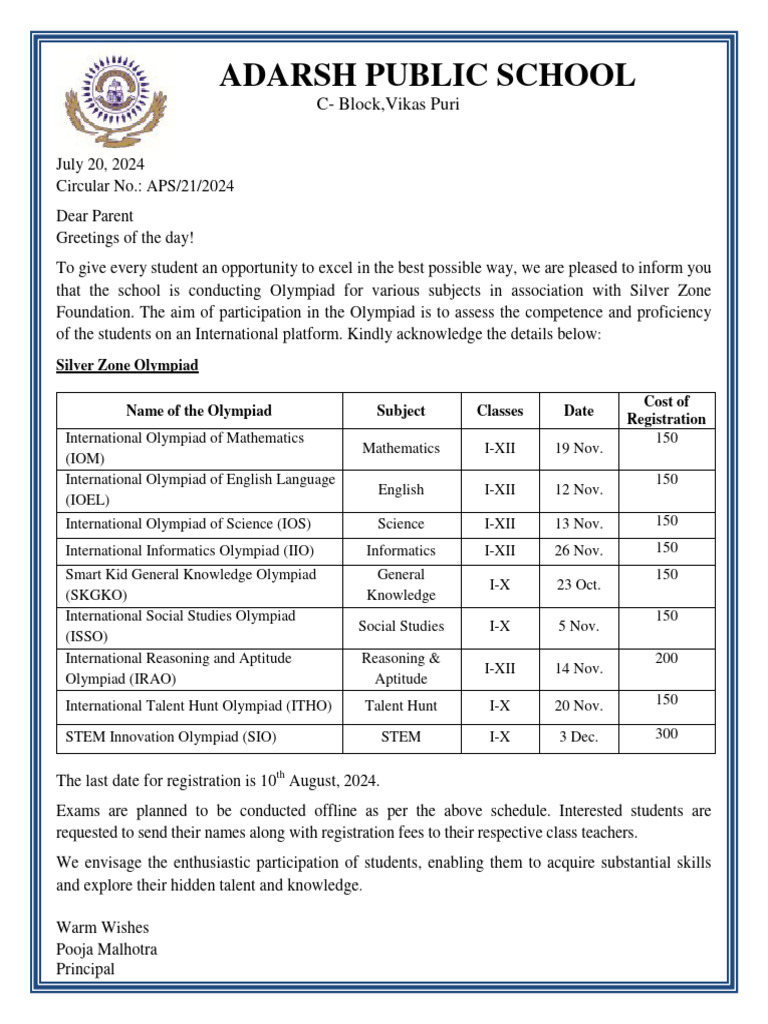 Silver Zone Olympiad - Session 2024-25 | PDF