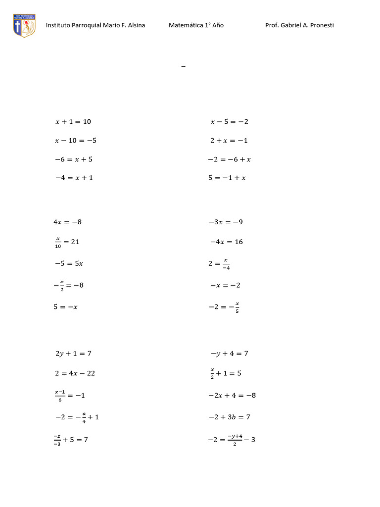 Pr-Ctica 5 - Lgebra y Funciones - Ecuaciones - Problemas en Z - 1 - A-O MFA | PDF
