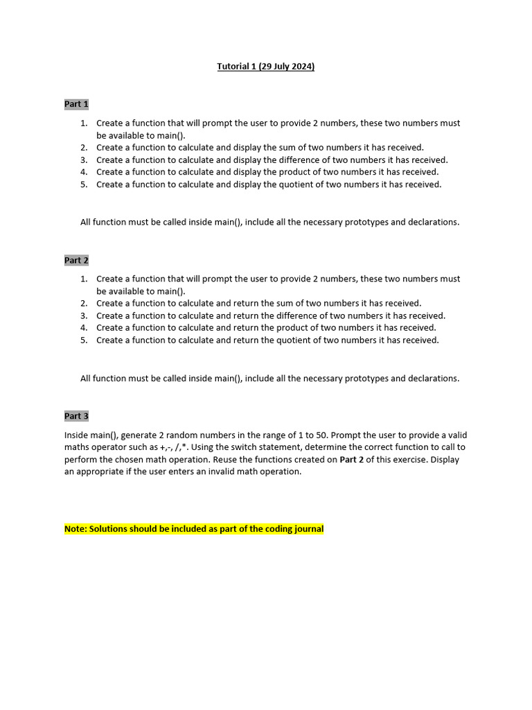 C++ Functions Exercises | PDF