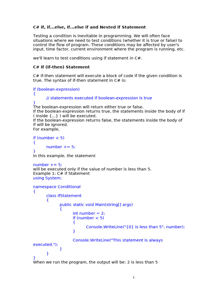C# FlowControl | PDF
