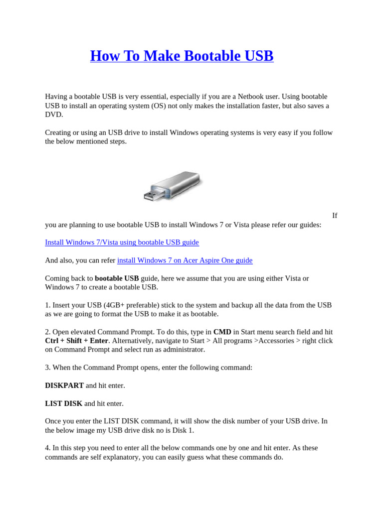 How To Make Bootable USB | PDF