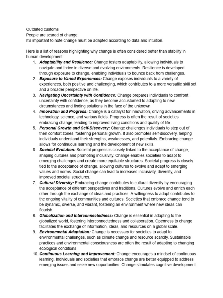 Stability v. change (pro-stability) | PDF