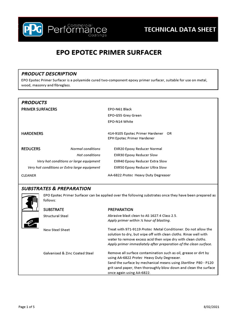 Epo Epotec Primer Surfacer TDS PR 08-02-20211 | PDF