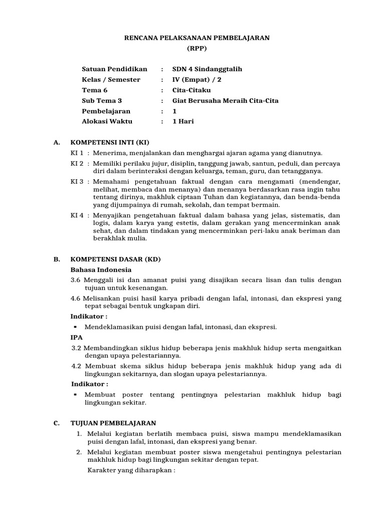 Contoh RPP Berdiferensiasi | PDF