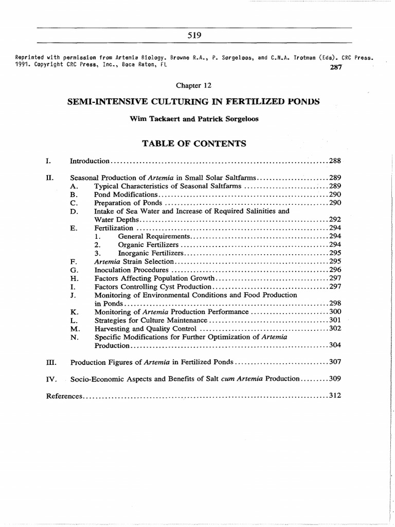 Semi-Intensive Culturing in Fertilized Ponds: Wim Tackaert and Patrick ...