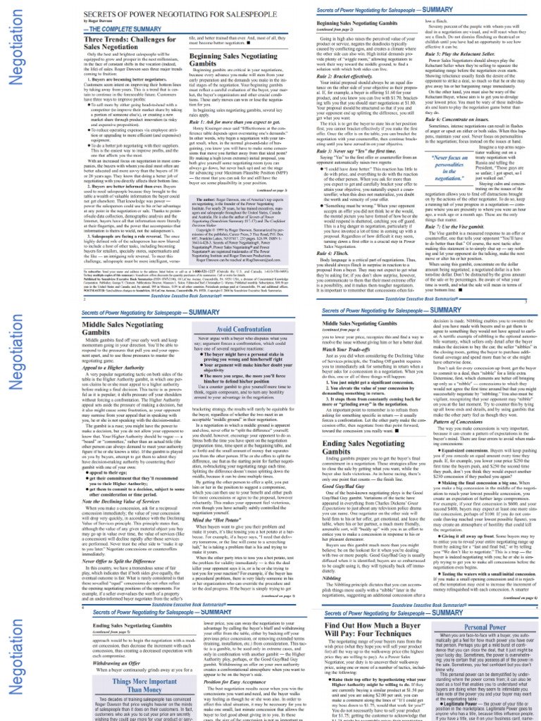 Negotiation Summary | PDF