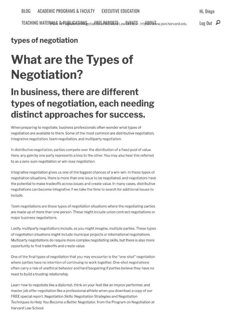 Types of Negotiation | PDF