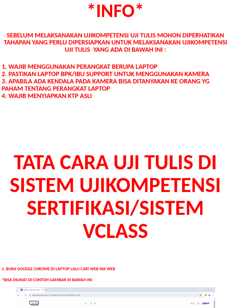 Tata Cara Uji Tulis Di Sistem Ujikompetensi Sertifikasi-Vclass | PDF