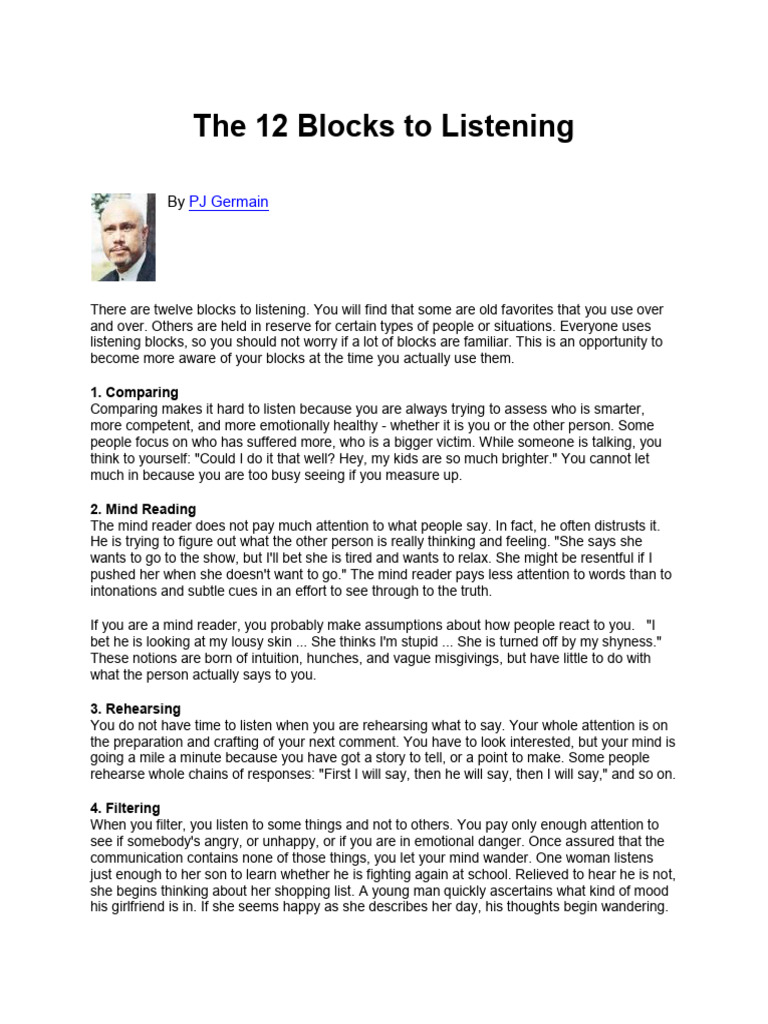 12 Blocks To Listening | PDF
