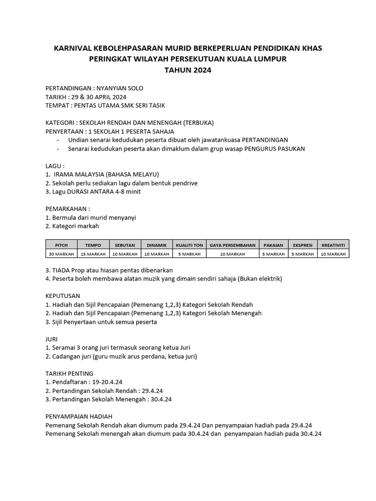 Pertandingan Nyanyian Solo | PDF