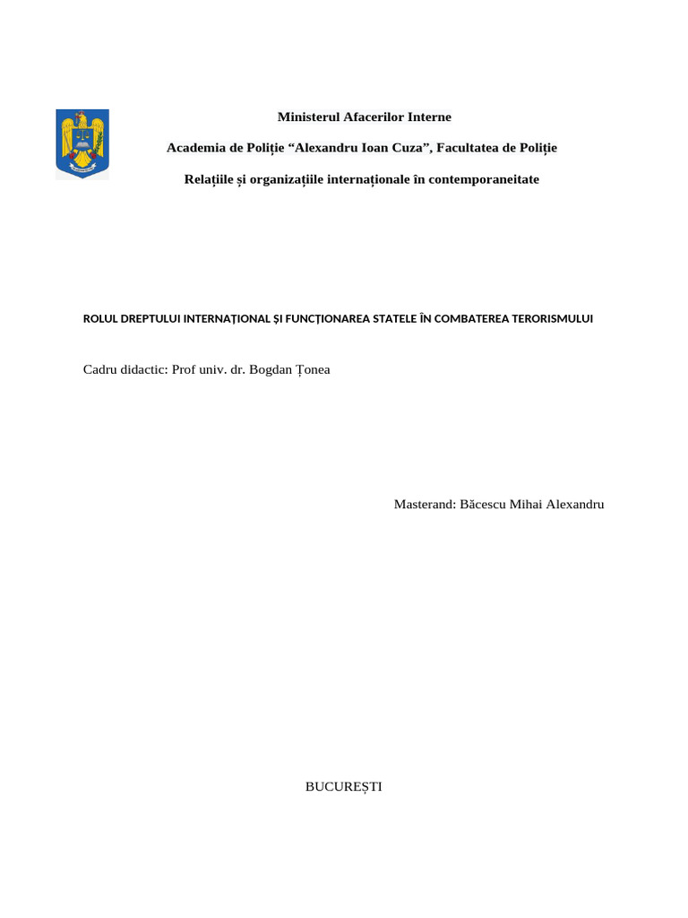 Terorism - Proiect | PDF