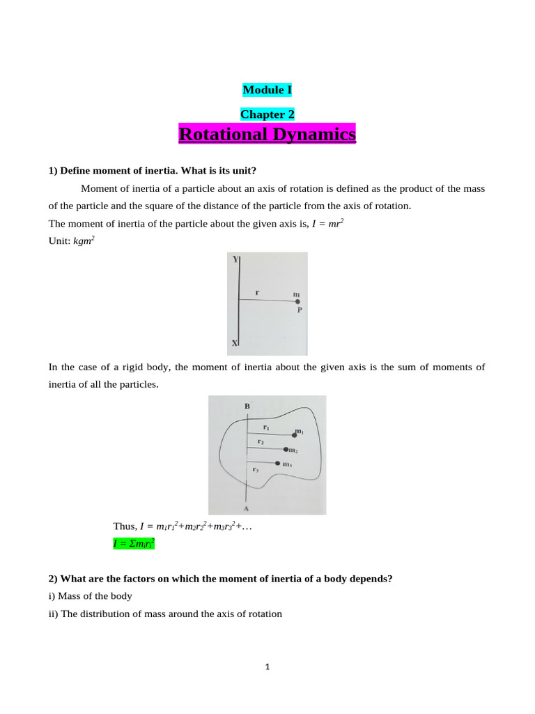 Physics: Rotational Dynamics Basics | PDF | Torque | Rotation Around A Fixed Axis