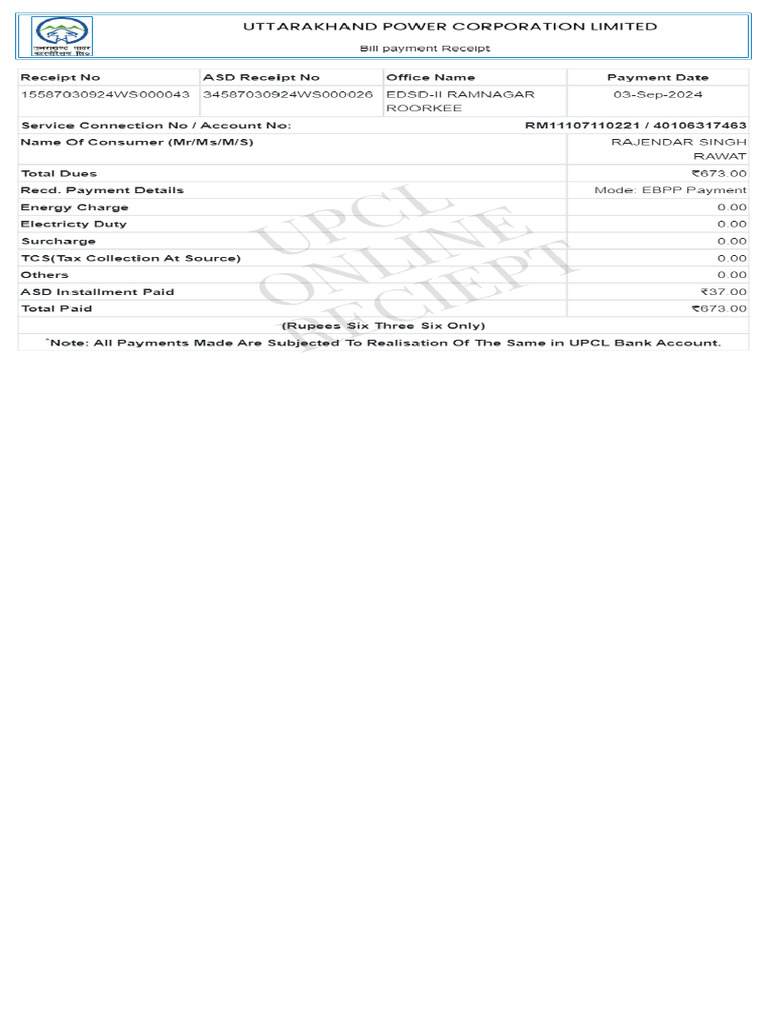 Bill Receipt | PDF