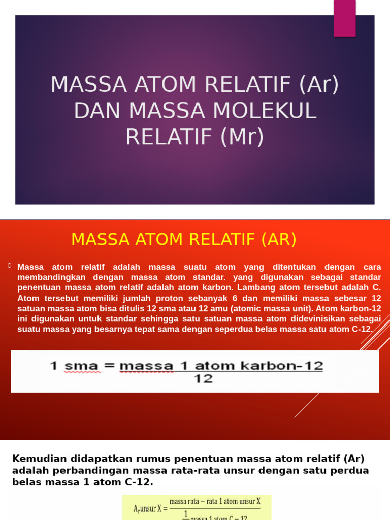 Massa Atom Relatif (Ar) Dan Massa | PDF