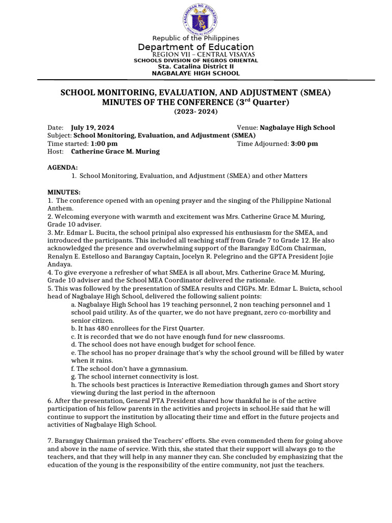 SMEA ACCOMPLISHMENT REPORT-3rd & 4th | PDF