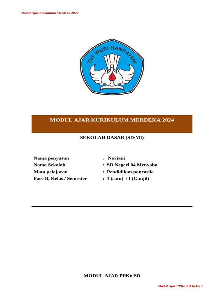 Modul Ajar Kelas 1 Minggu Depann | PDF