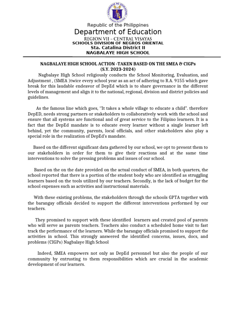 SMEA CIGPs S.Y. 2023-024-1ST-4TH | PDF