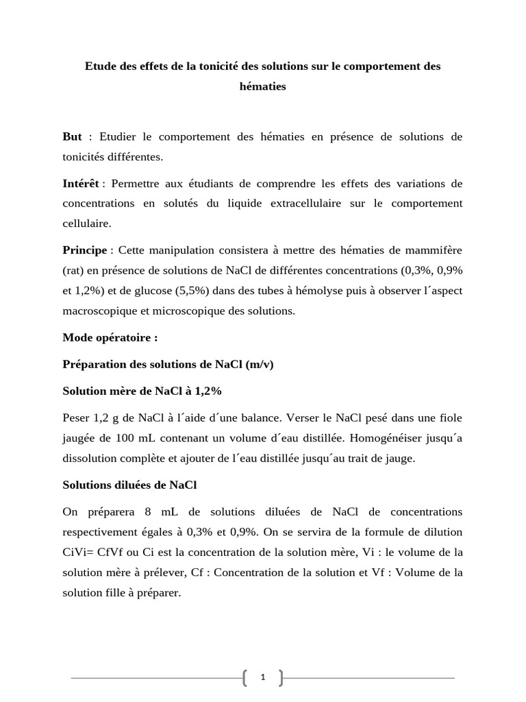 TP Osmose-Hématies-1 | PDF
