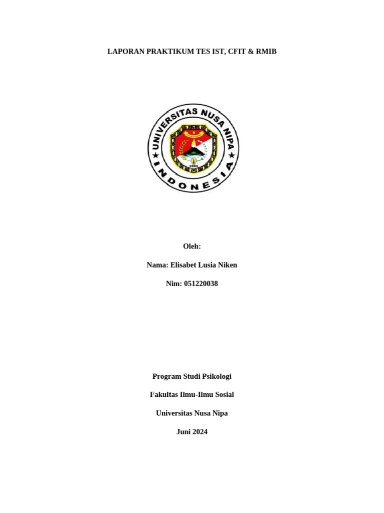 Laporan Praktik Tes Ist, Cfit, Rmib | PDF