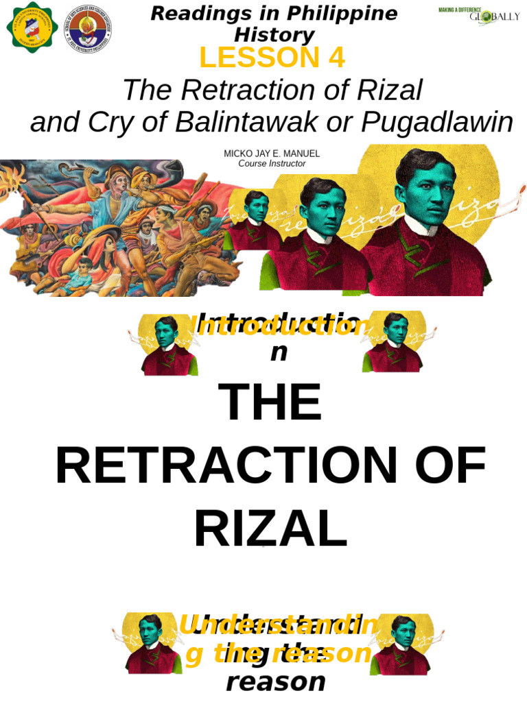 Lesson 4 The Retraction of Rizal and Cry of Balintawak | PDF