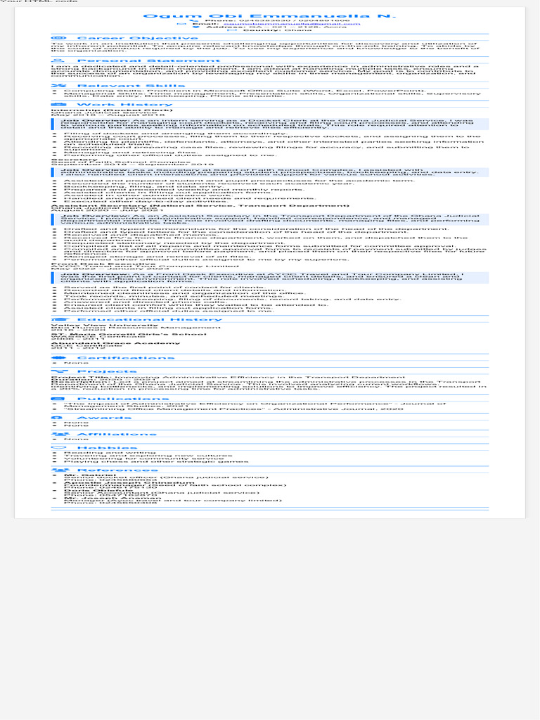 Ogum Obi Emmanuella N CV/Resume | PDF