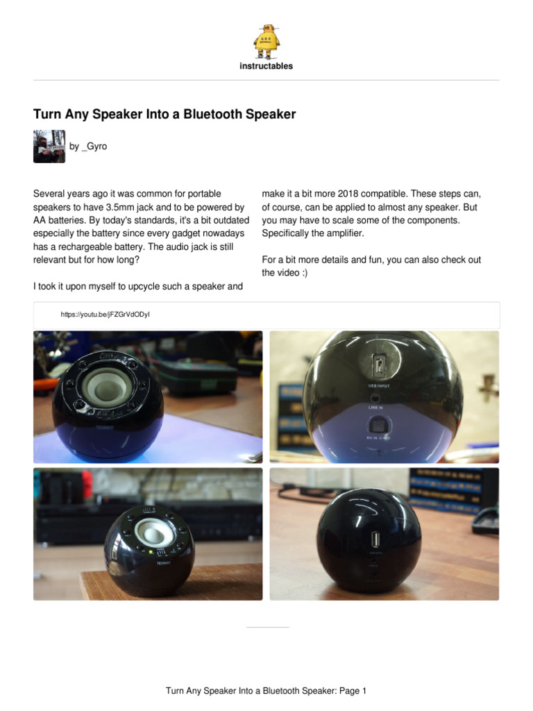 Turn Any Speaker Into A Bluetooth Speaker | PDF