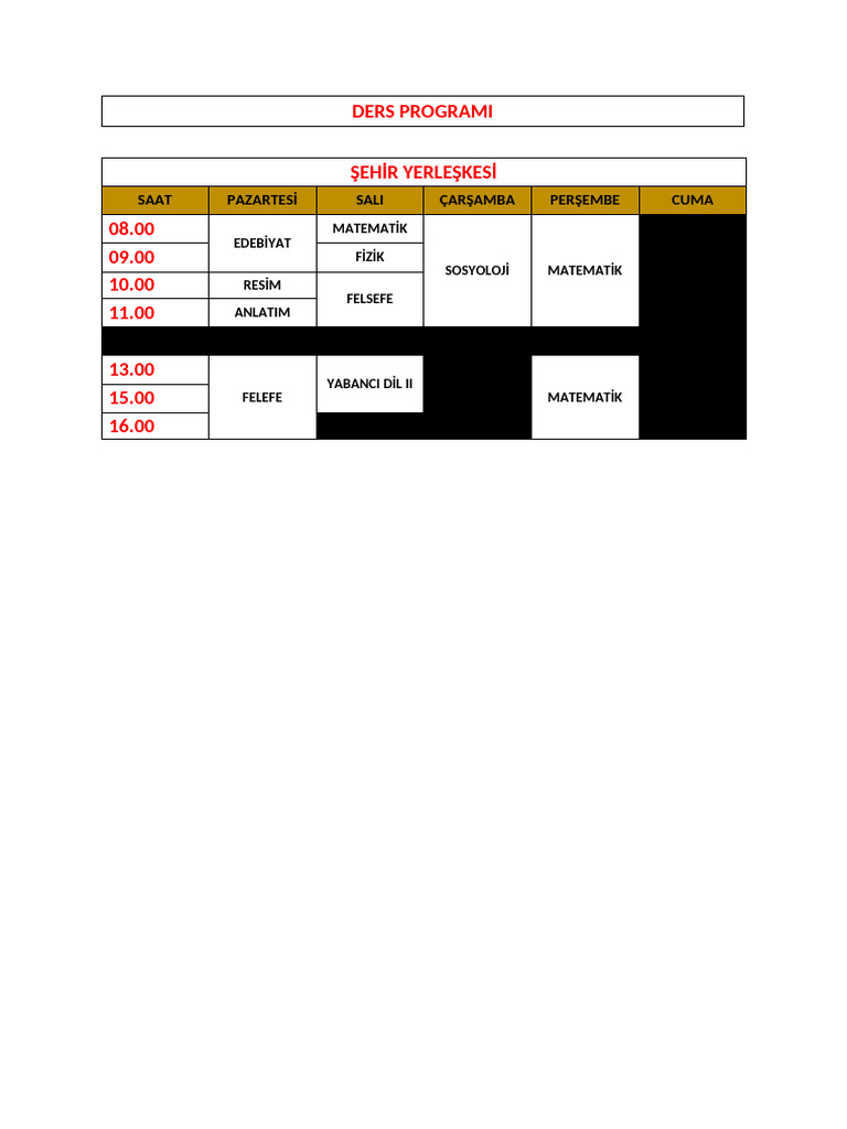 Ders Programi | PDF