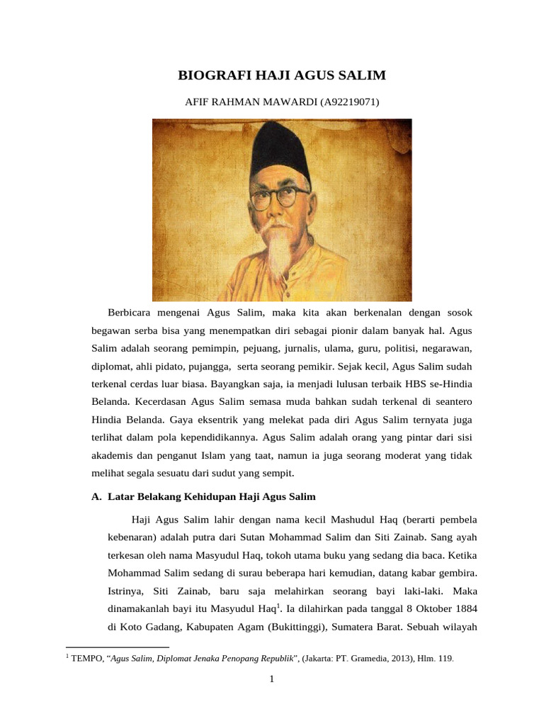 BIOGRAFI HAJI AGUS SALIM | PDF