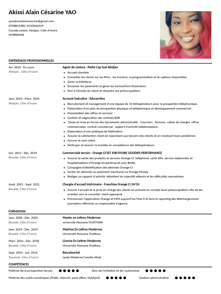 Cv-Cesarine YAO | PDF