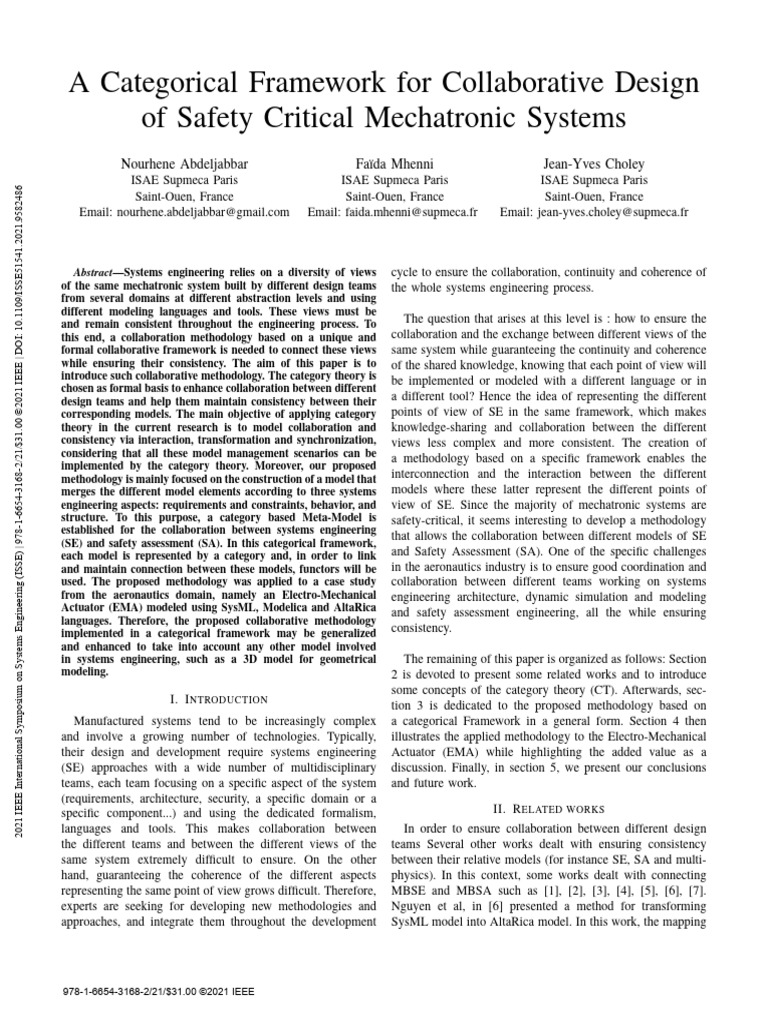 A Categorical Framework For Collaborative Design of Safety Critical ...