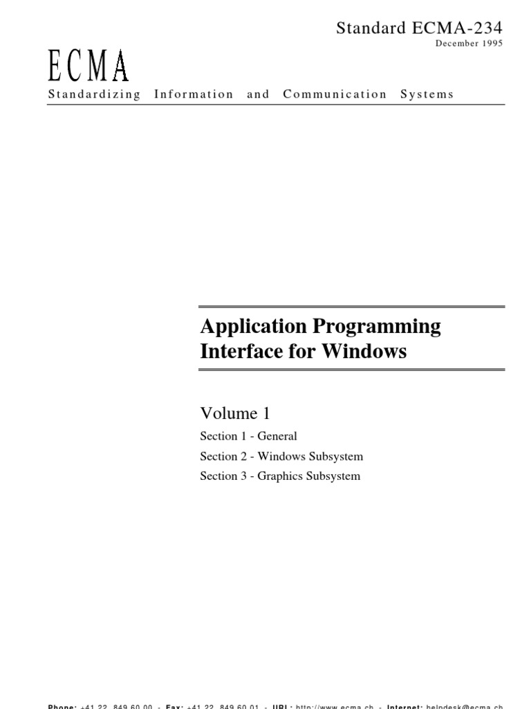 Application Programming Interface For Windows: Standard ECMA-234 | PDF | Application Programming ...