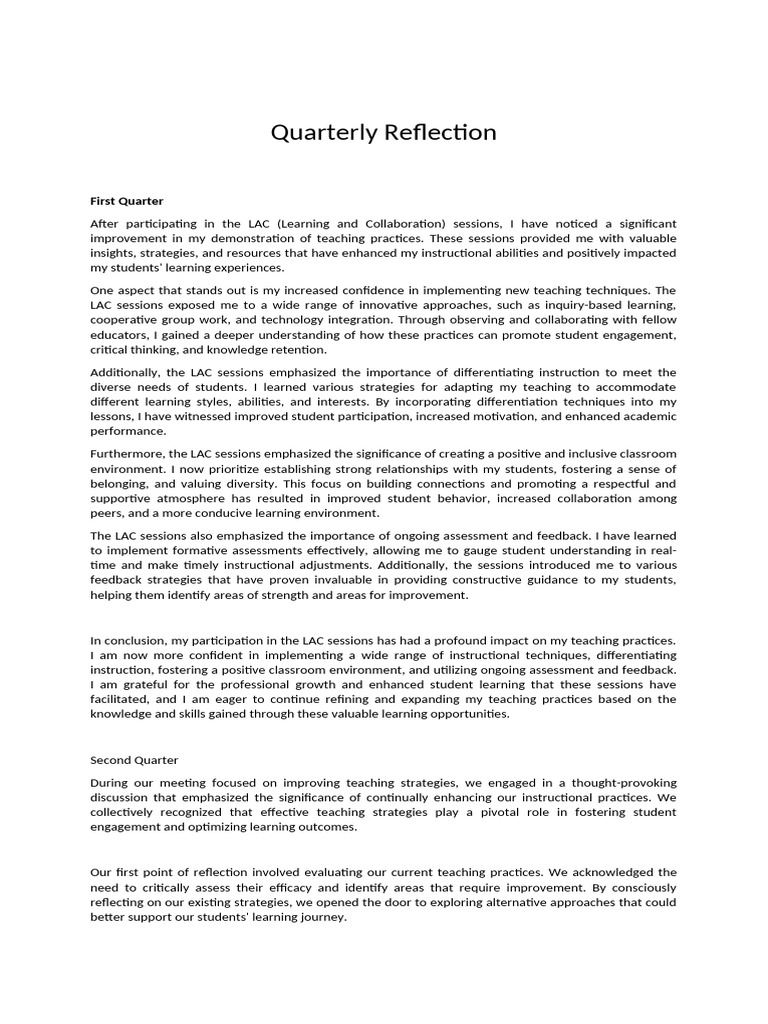 Reflection... Ipcrf | PDF