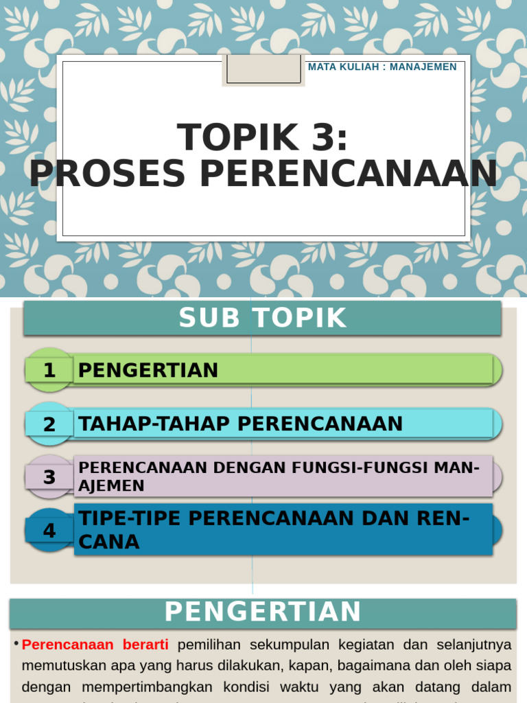 Topik 3 Proses Perencanaan | PDF