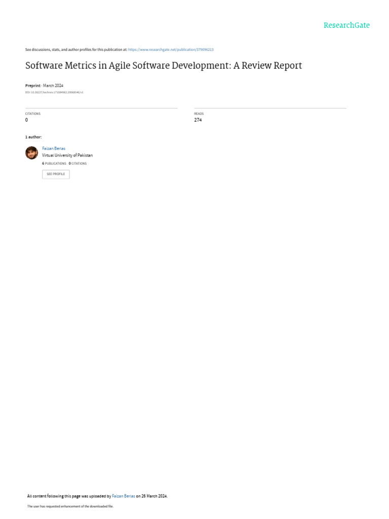 Software Metrics in Agile Software Development | PDF Software Metrics in Agile Software Development | PDF