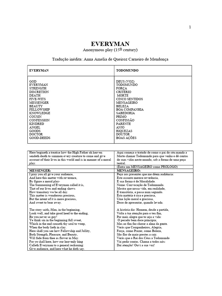 EVERYMAN - Original and Translation | PDF