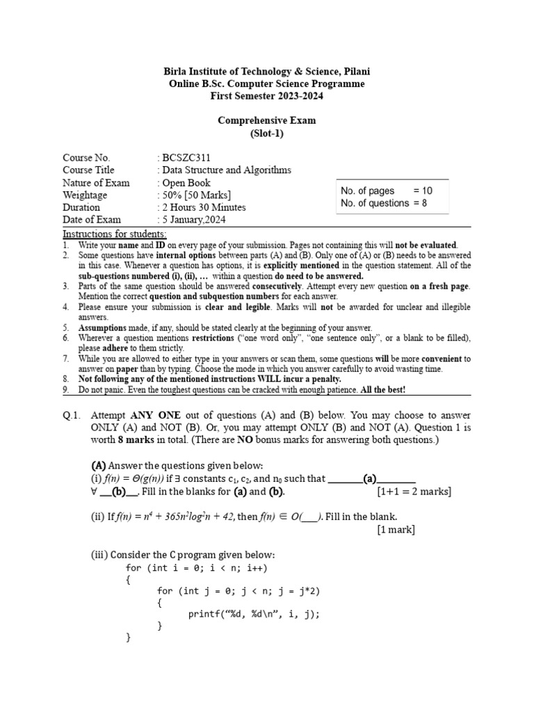 Dsa Compre Paper 1 | PDF