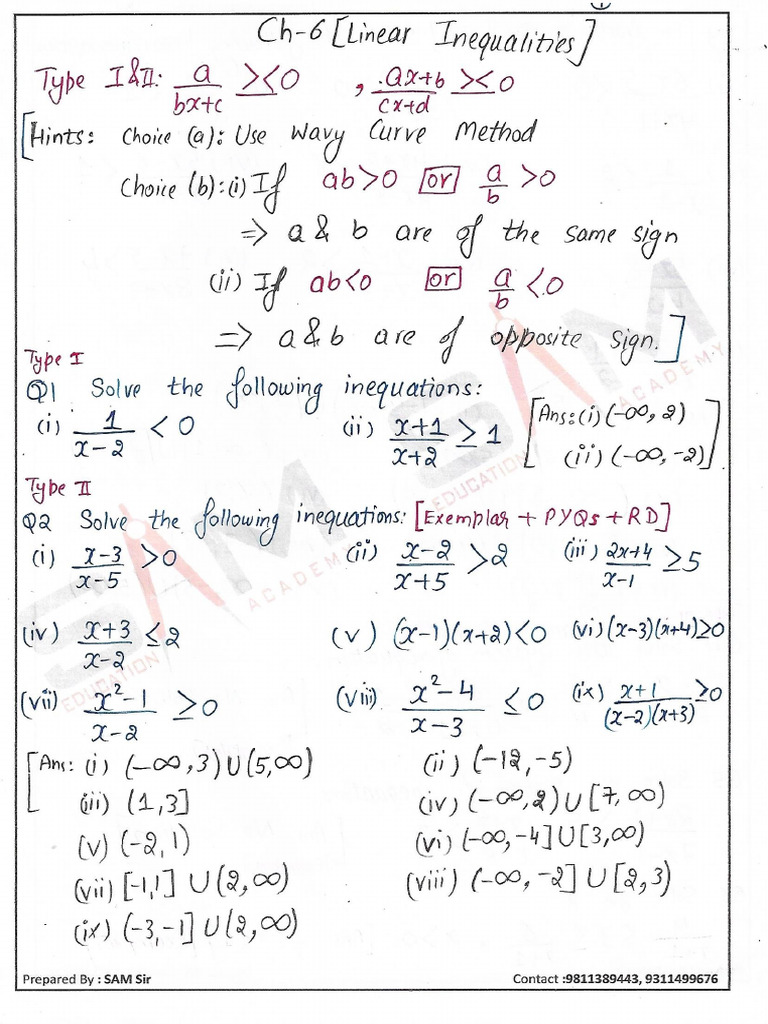 Ch-6 (Linear Inequalities) | PDF