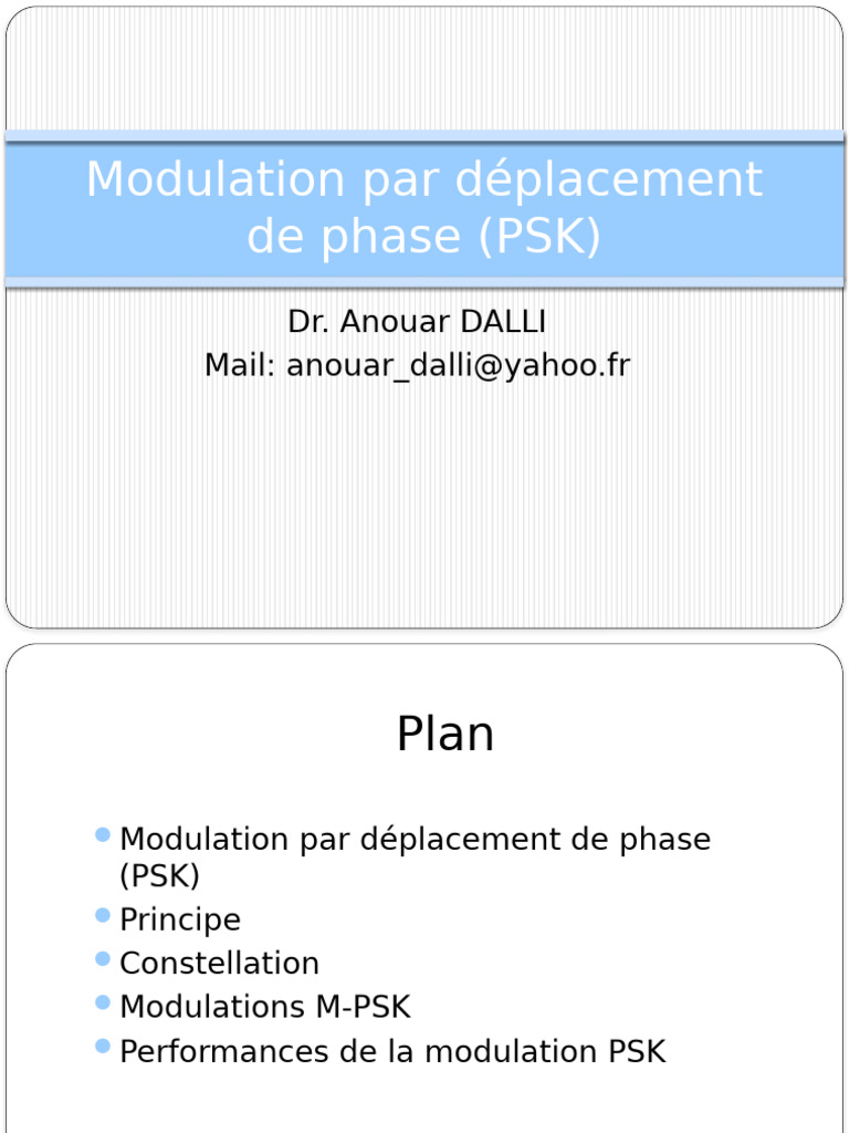 Modulation Par Déplacement de Phase PSK | PDF