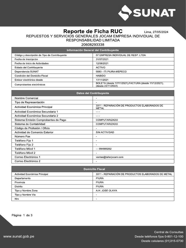 Ficha Ruc | PDF