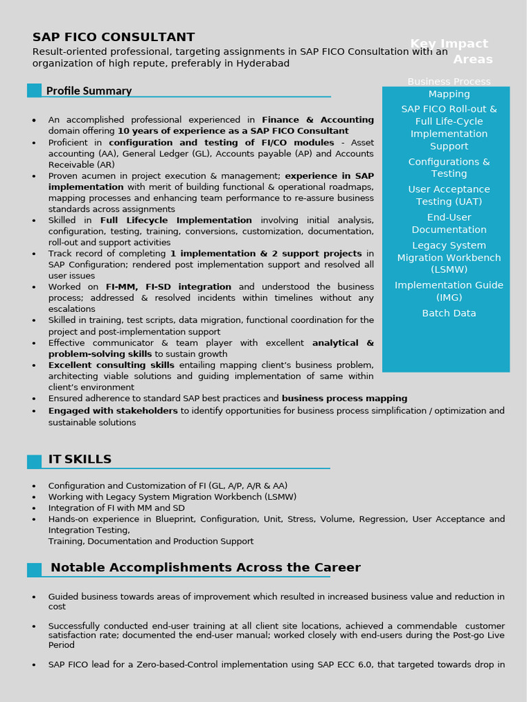 Sap Fico Resume(1) | PDF