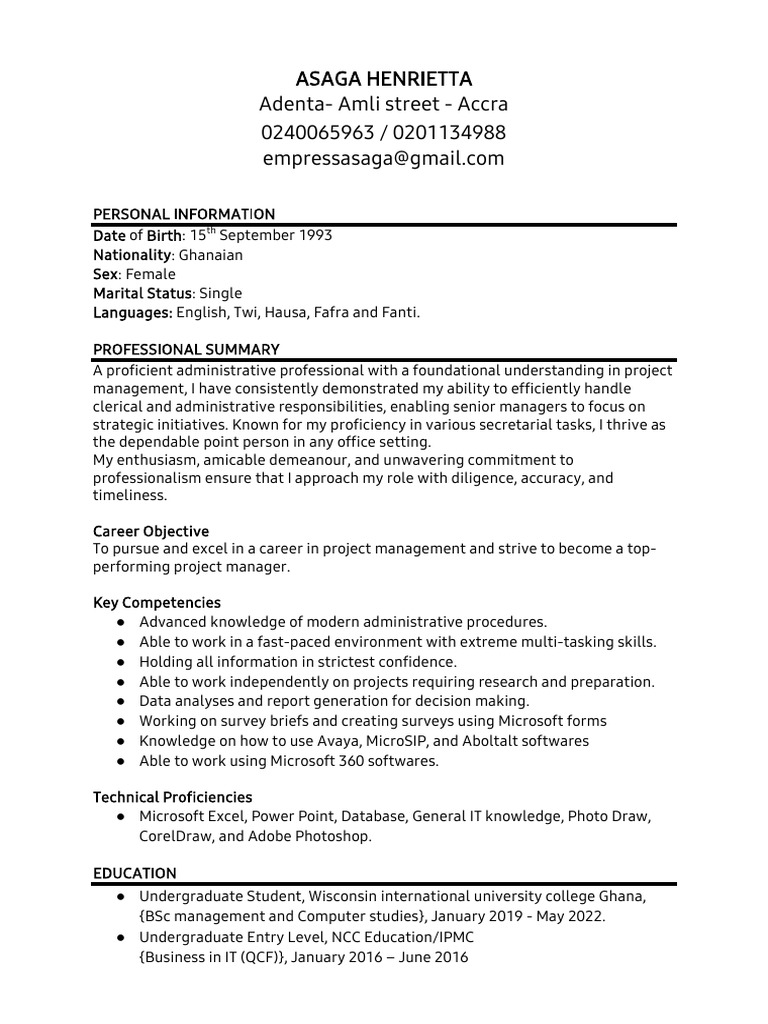 Asaga Henrietta CV | PDF