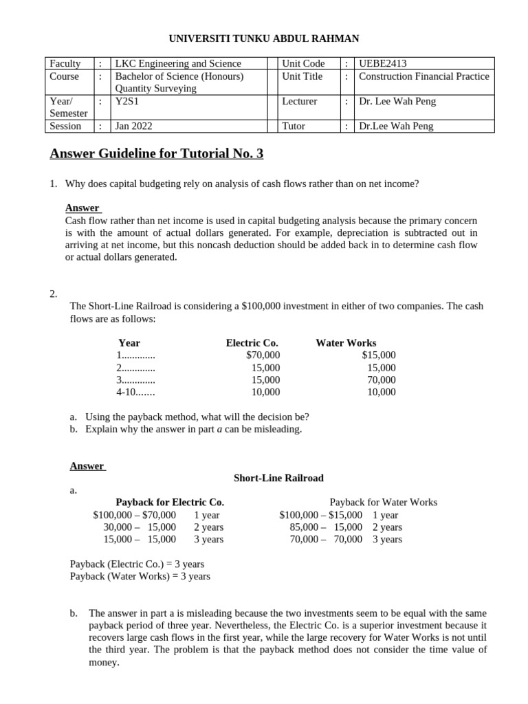 UEBE2413 Tutorial - No 3 Answer | PDF