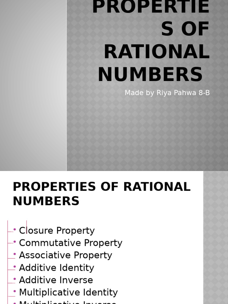 Properties of Rational Numbers | PDF