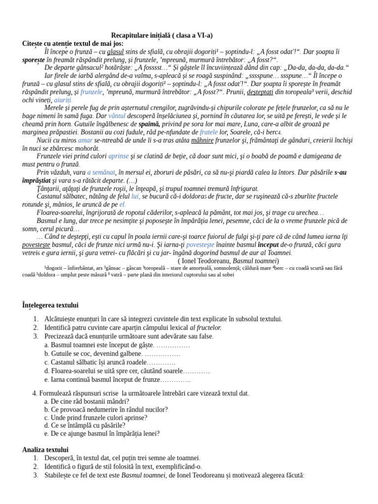 Recapitulare Initiala 1 | PDF