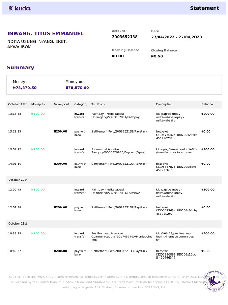 Customer Statement | PDF